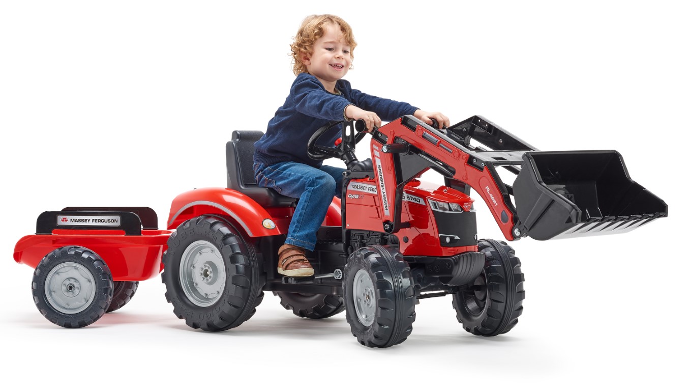 Massey Ferguson S8740 Pedal traktor till barn m. Frontskopa + Trailer ...